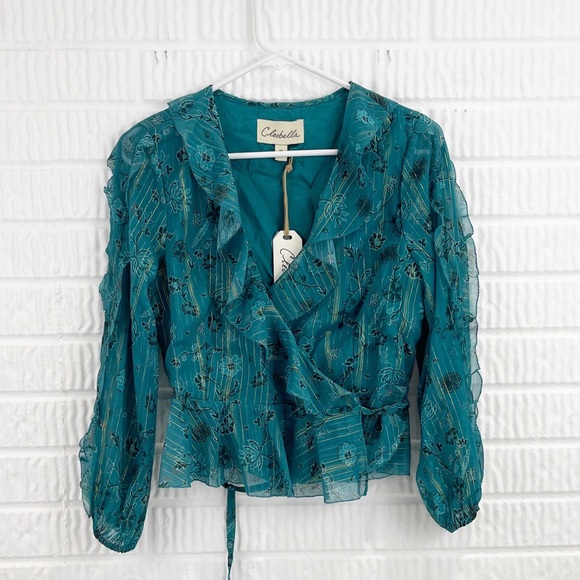 Cleobella | Tops | New Cleobella Teal Wrap Ruffled Long Sleeve Blouse ...